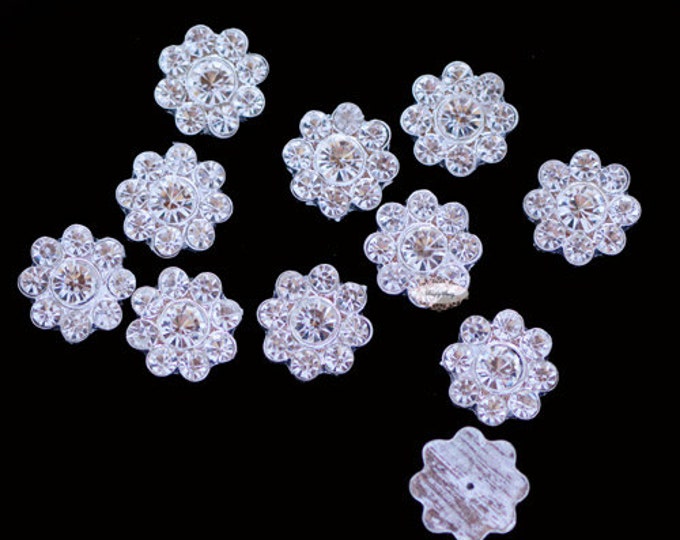 5 Rhinestone Pearl Flat Back Buttons - Pearl Embellishments - Flatback ...