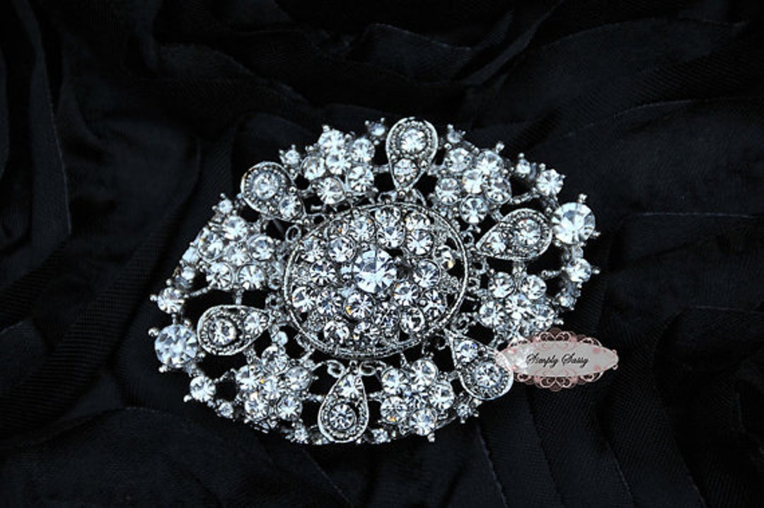 Rhinestone Brooch Embellishment: Flatback DIY Wedding Jewelry Supply ...