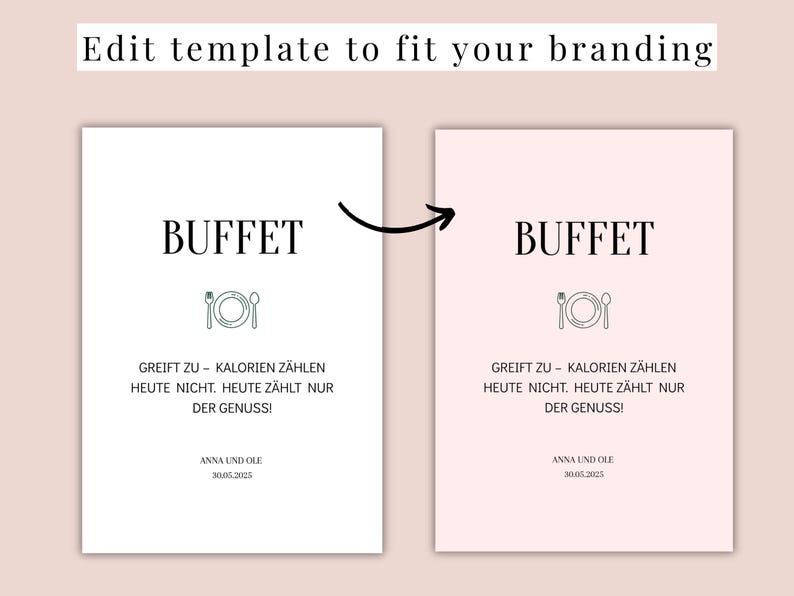 Wedding Buffet Sign Template – Buffet Card Labeling for Wedding ...