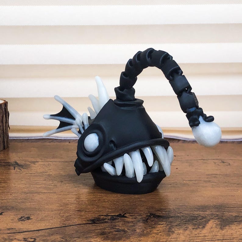 Glow Dark Anglerfish Figurine Articulated Deep Sea Monster Toy 3D Print ...
