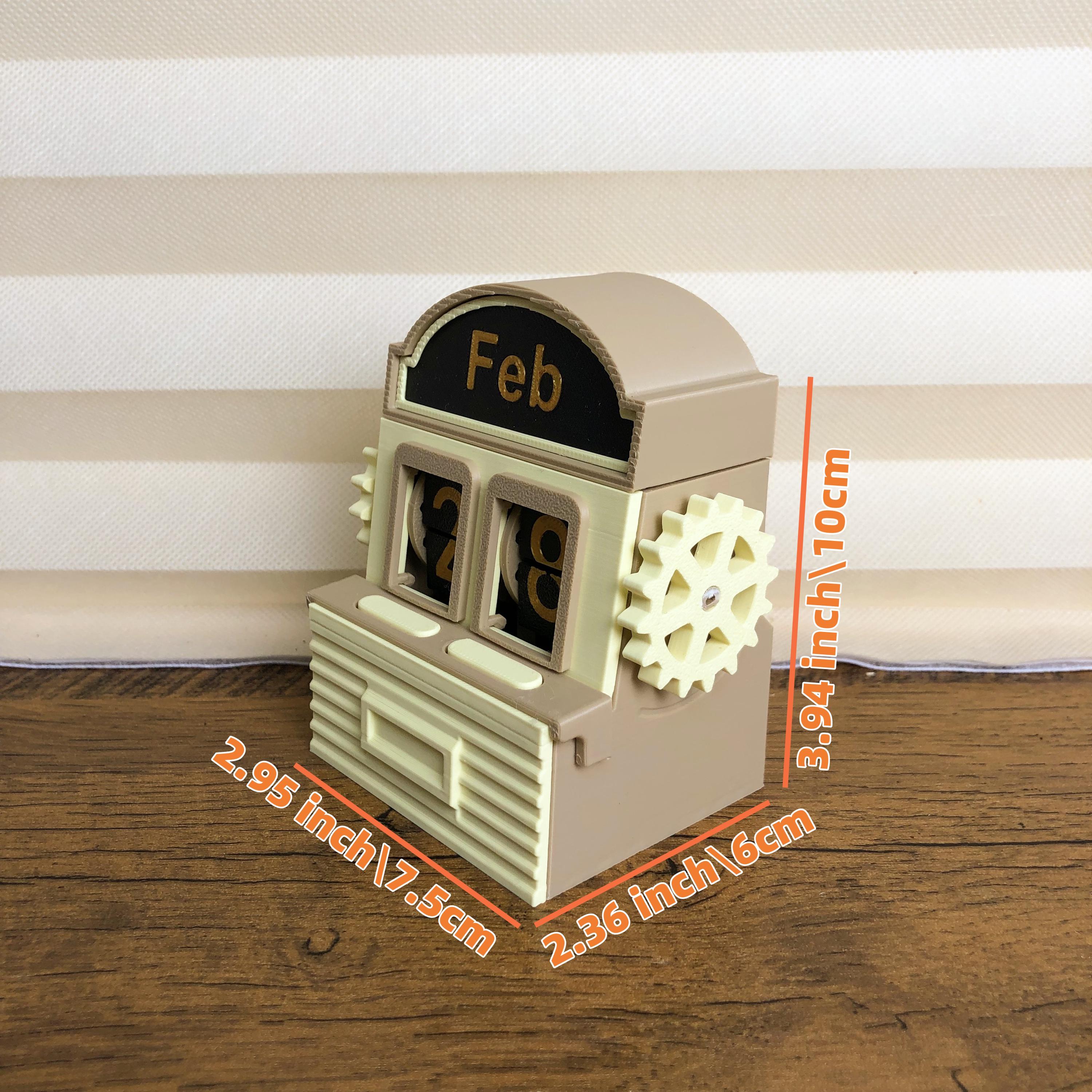 Vintage Desk Calendar 3D Printed Perpetual Rotating Date Display Retro ...