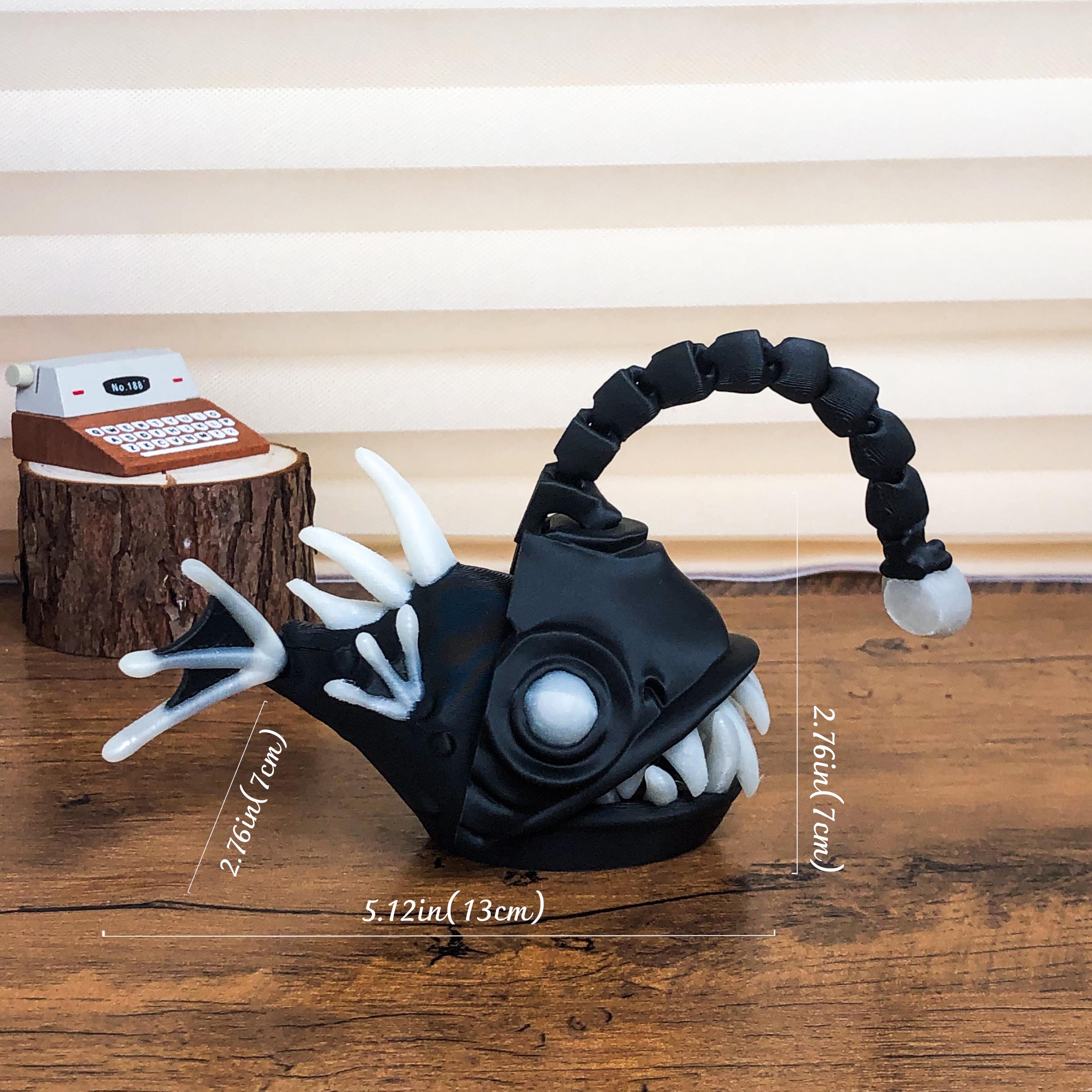 Glow Dark Anglerfish Figurine Articulated Deep Sea Monster Toy 3D Print ...