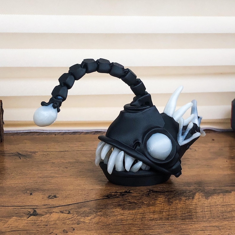 Glow Dark Anglerfish Figurine Articulated Deep Sea Monster Toy 3D Print ...