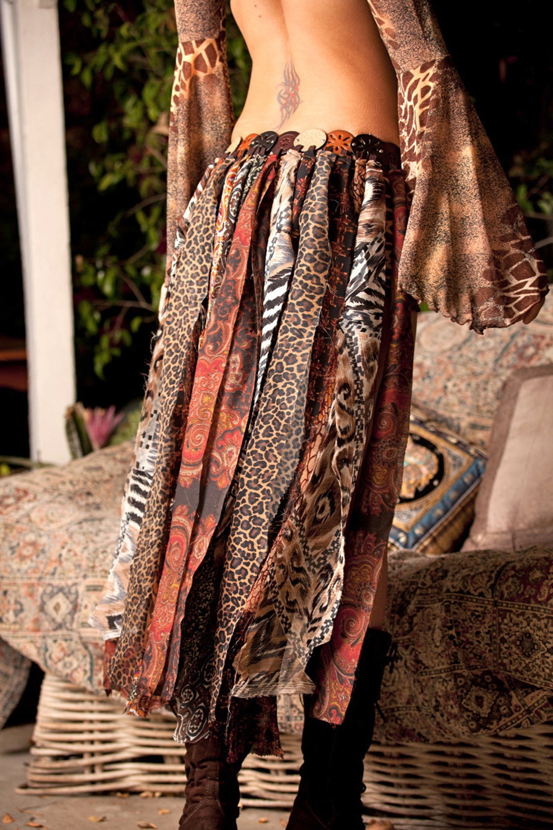 Made to Order Wild Gypsy Tribal Animal Print Earth-toned Multilayered ...