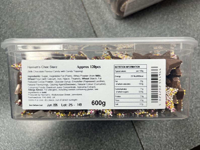 Hannah’s Jazzles Chocolate Stars 600g Box - Etsy