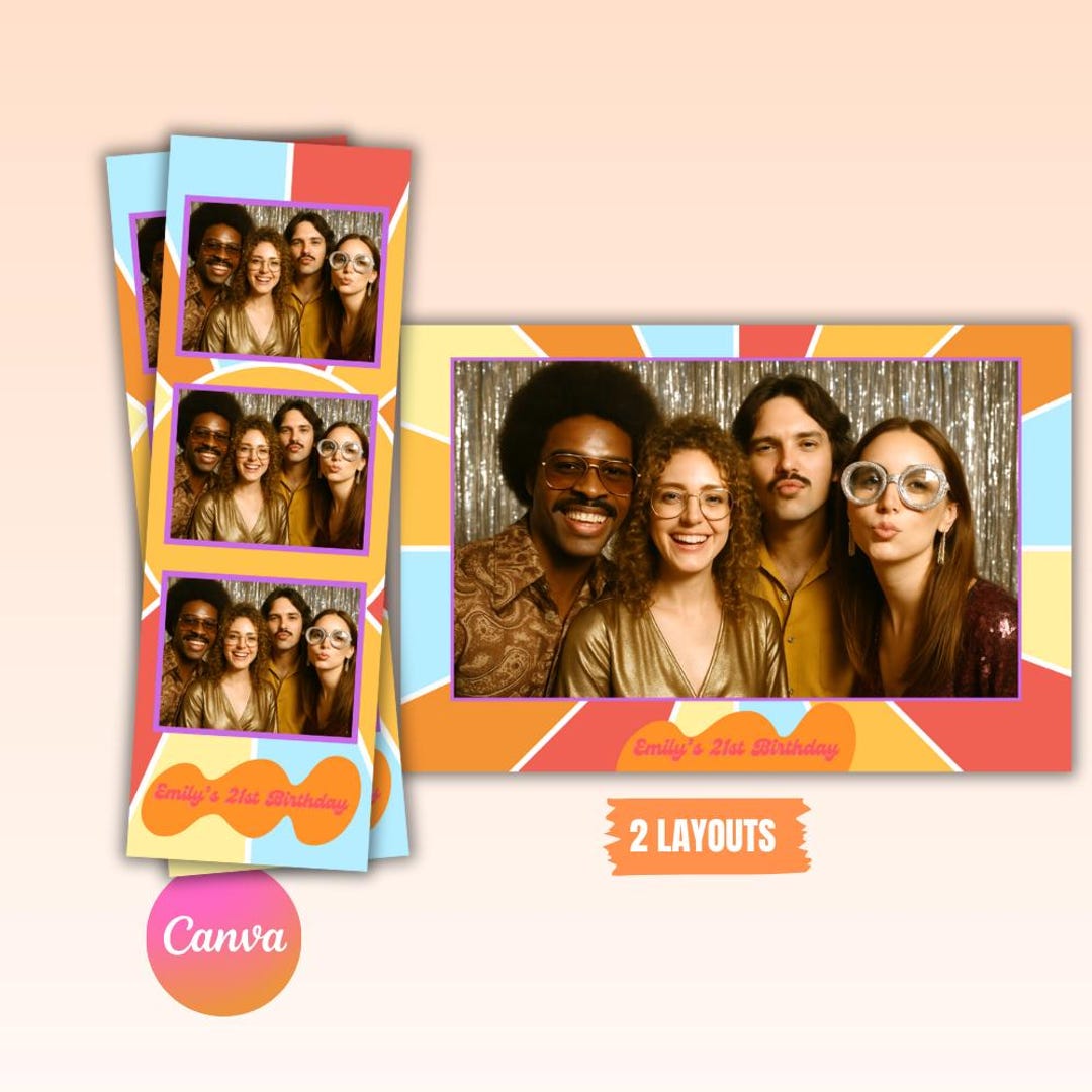 BIRTHDAY PHOTOBOOTH TEMPLATE Canva – Customizable Template 2x6” & 6x4” – Printable Banner and ...