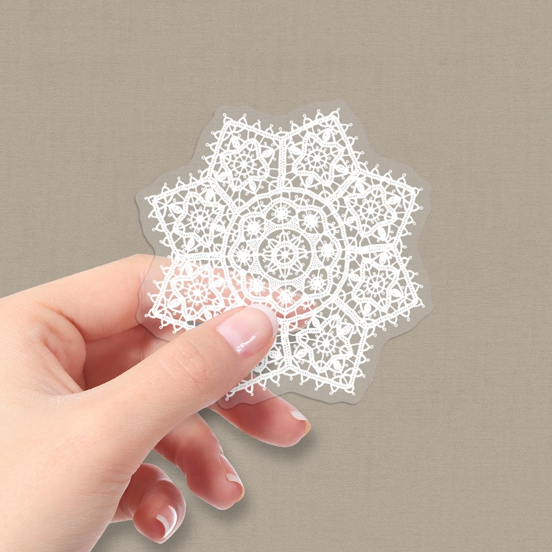 White Lace Frame Stickers, Vintage Floral Decals, Transparent PET ...