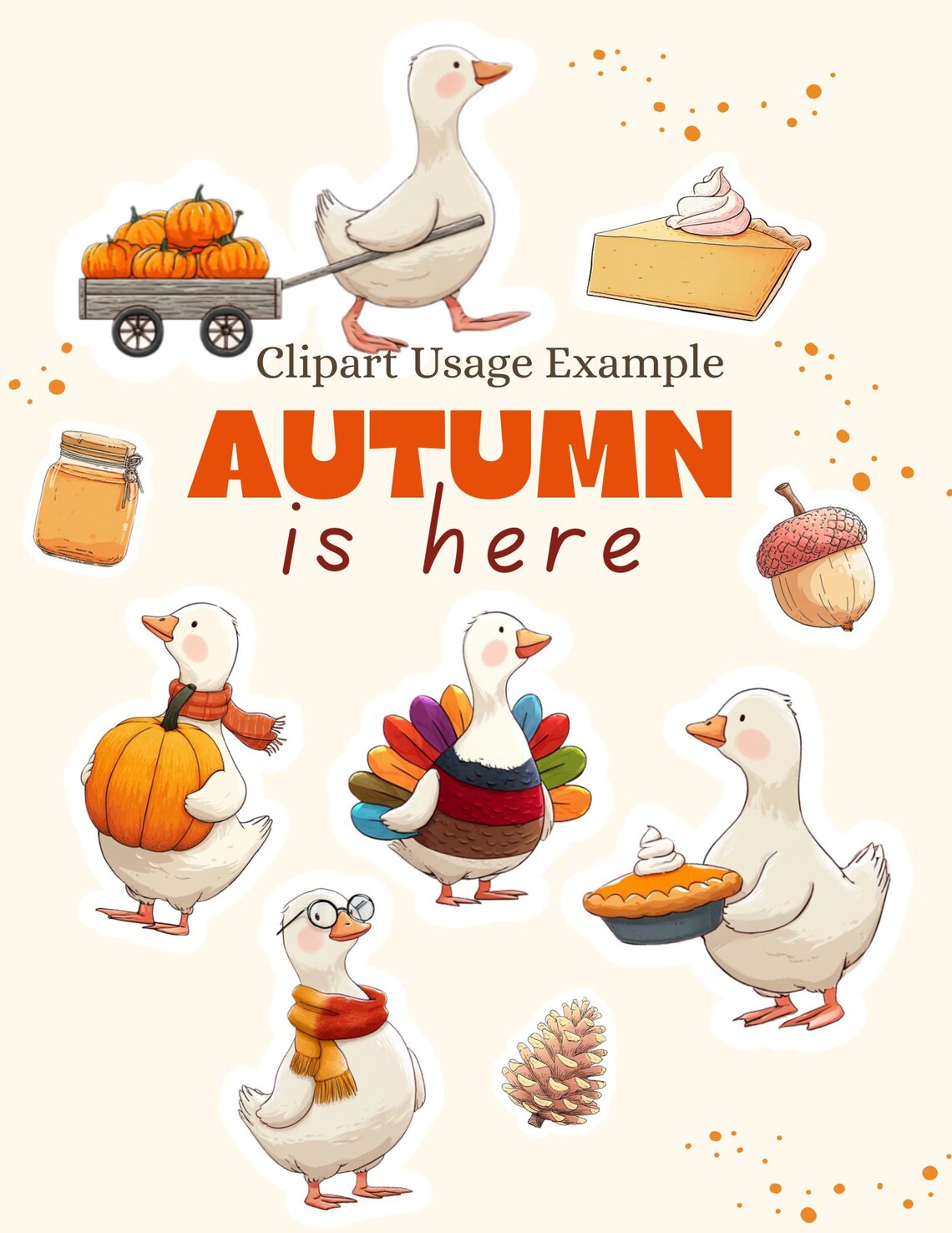 28 Cute Goose Clipart for Fall Season – Autumn Goose With Pumpkins ...