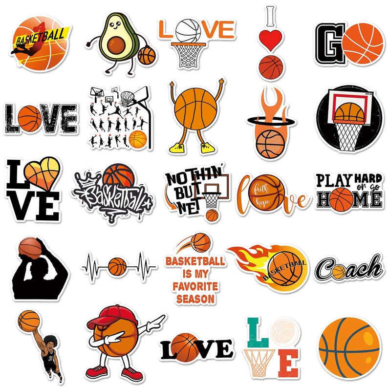 Basketball Sticker Set – Sports Player Ball Laptop Scrapbook Decals - Etsy