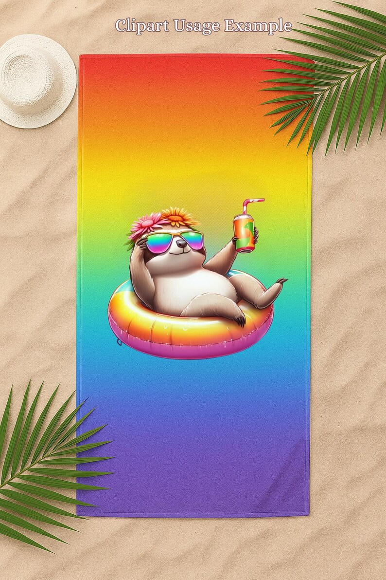 20 PNG Vivid Summer Pool Party Animals Clipart Bundle, Tropical Fun ...