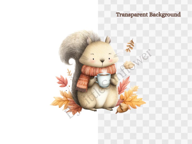 Watercolor Animal Pumpkin Patch Clipart: Autumn PNG Bundle (digital ...