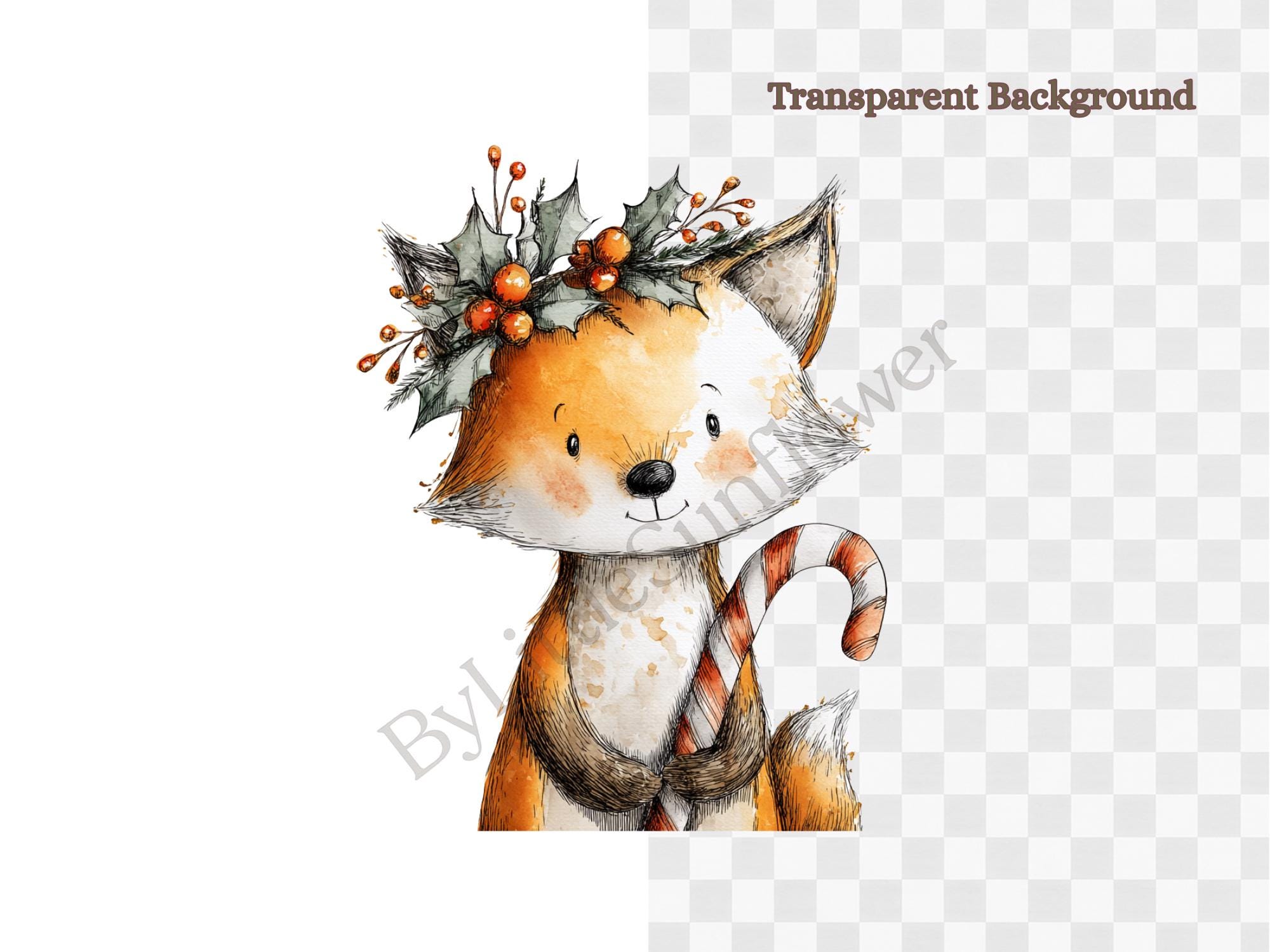 Watercolor Christmas Animal Clipart: Cozy Winter Portraits (PNG Digital ...