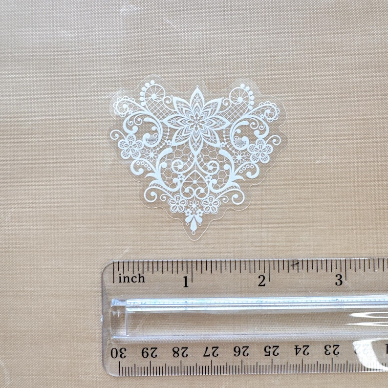 White Lace Frame Stickers, Vintage Floral Decals, Transparent PET ...