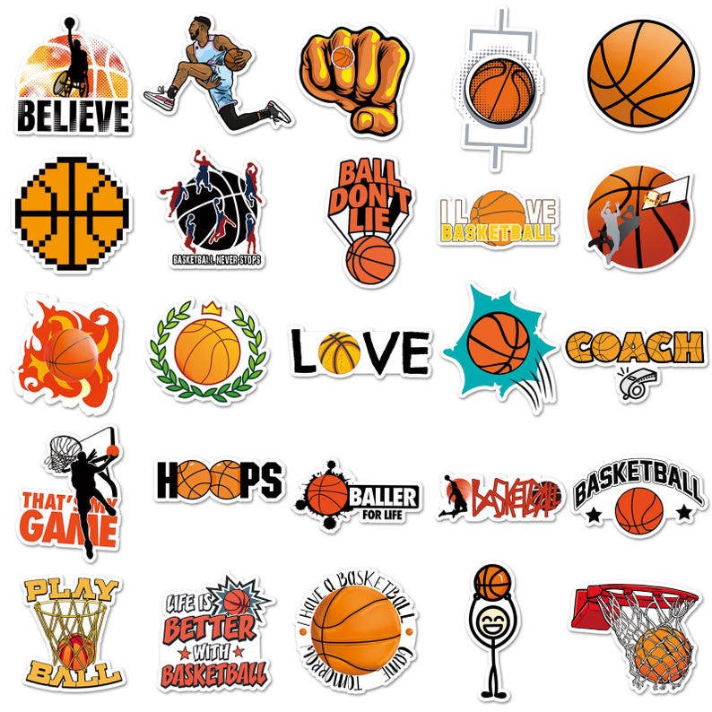 Basketball Sticker Set – Sports Player Ball Laptop Scrapbook Decals - Etsy