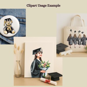 Watercolor Graduation Clipart Set: Class of 2025 PNG Graphics (digital ...