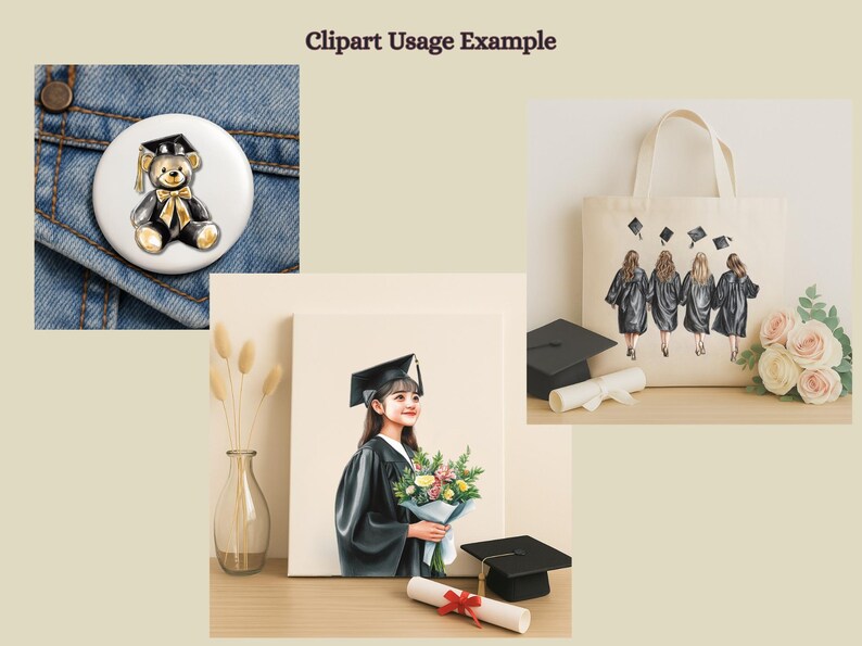 Watercolor Graduation Clipart Set: Class of 2025 PNG Graphics (digital ...