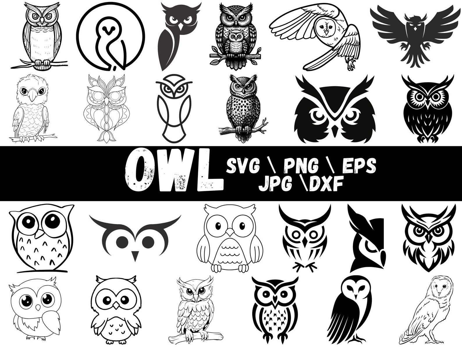 Owl SVG Bundle: 80 Designs, Clipart, Vector Cut Files (digital Download ...