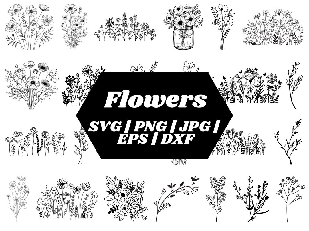 Wildflower Svg Bundle,flower Svg,floral Svg Bundle,minimalist Flower ...