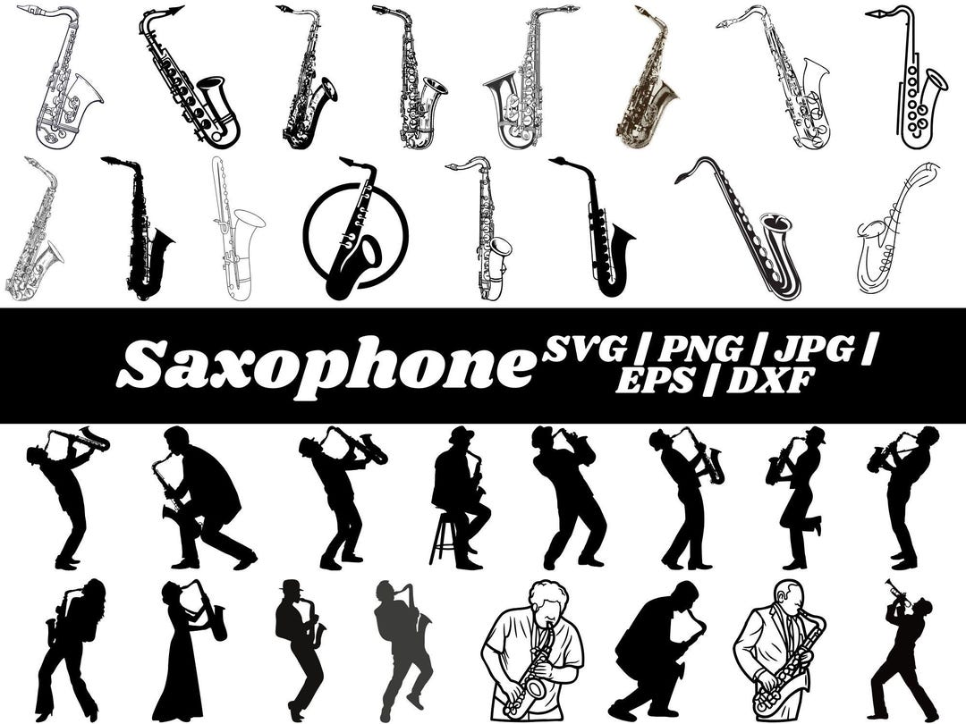 Saxophone SVG Bundle, Jazz Music Clipart (digital Files) - Etsy