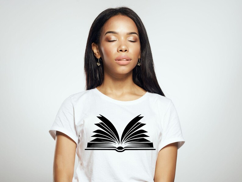 Open Book SVG, Book Cricut, Library Clipart, Book Monogram, Book Silhouette, Open Book Cut File ...