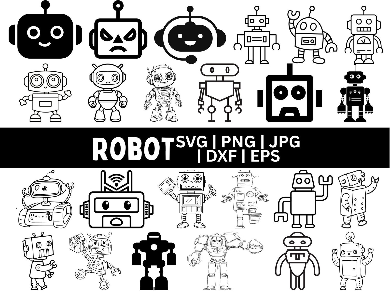 Robot SVG Bundle, Robot PNG Bundle, Robot Clipart, Robot SVG Cut Files ...