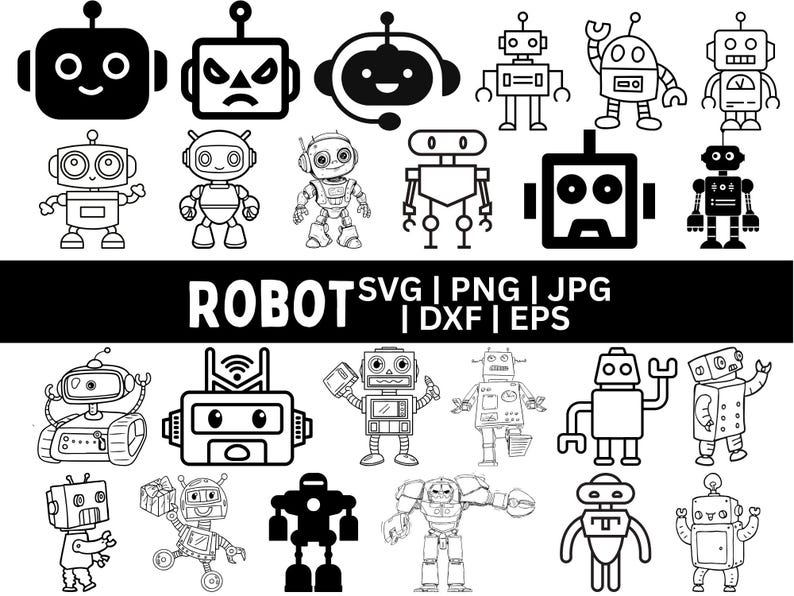 Robot SVG Bundle, Robot PNG Bundle, Robot Clipart, Robot SVG Cut Files ...