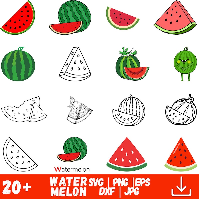 Watermelon SVG Bundle: Fruit Silhouette Cut Files (instant Download - Etsy