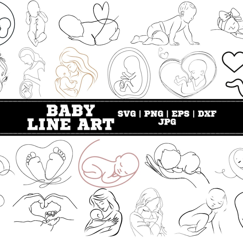 Baby Line Art Drawing Svg - Etsy Australia