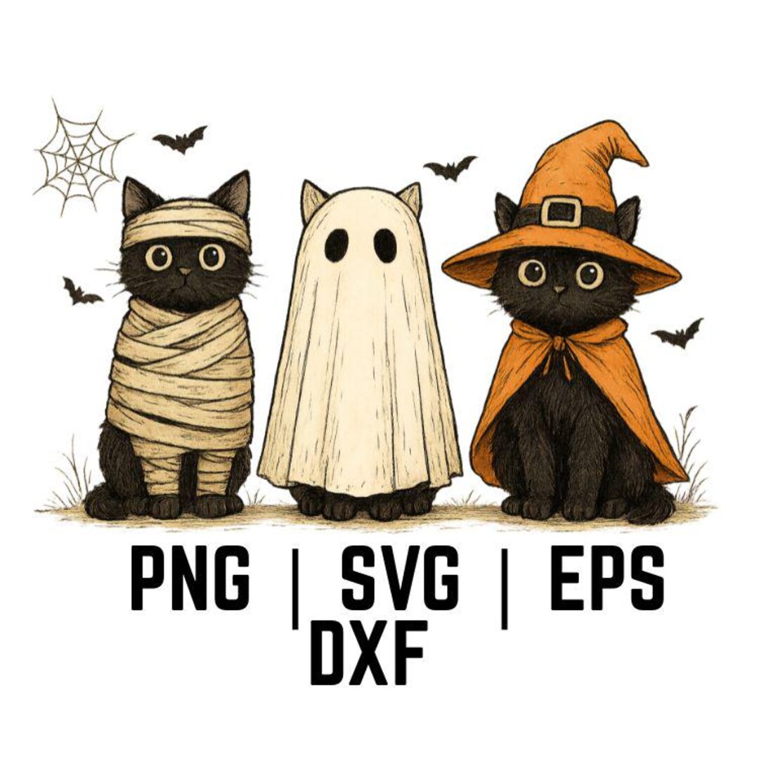 Halloween Cat PNG: Spooky Black Cats Clipart (digital Download) - Etsy