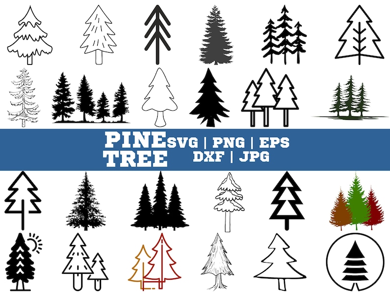 Pine Tree SVG Bundle | Evergreen Tree Clipart, Forest Silhouettes | Cut ...
