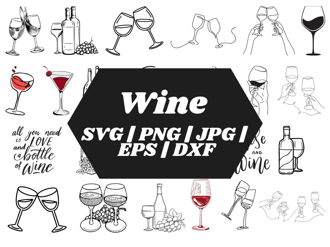 Wine SVG Bundle: Glass Clipart, Vineyard Cut Files (digital Download ...