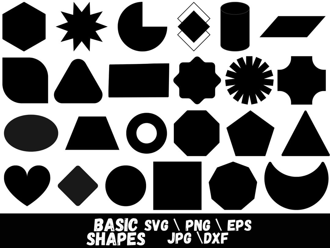 Basic Shapes SVG Bundle: Geometric Clipart, Tag, Label, Banner (digital ...