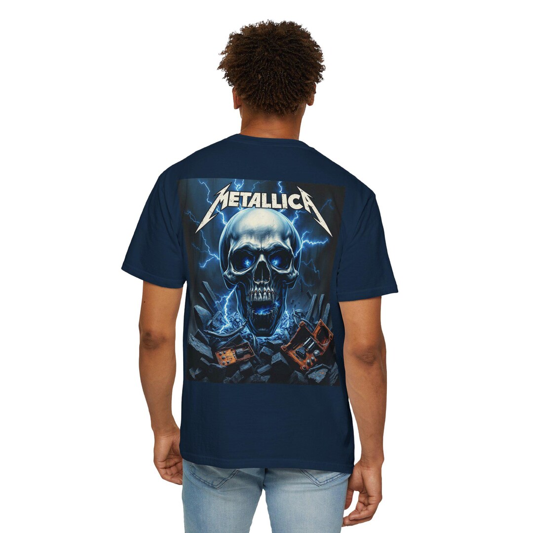 Metallica Style Lightning Skull T-shirt Heavy Metal Rock Shirt for Fans ...
