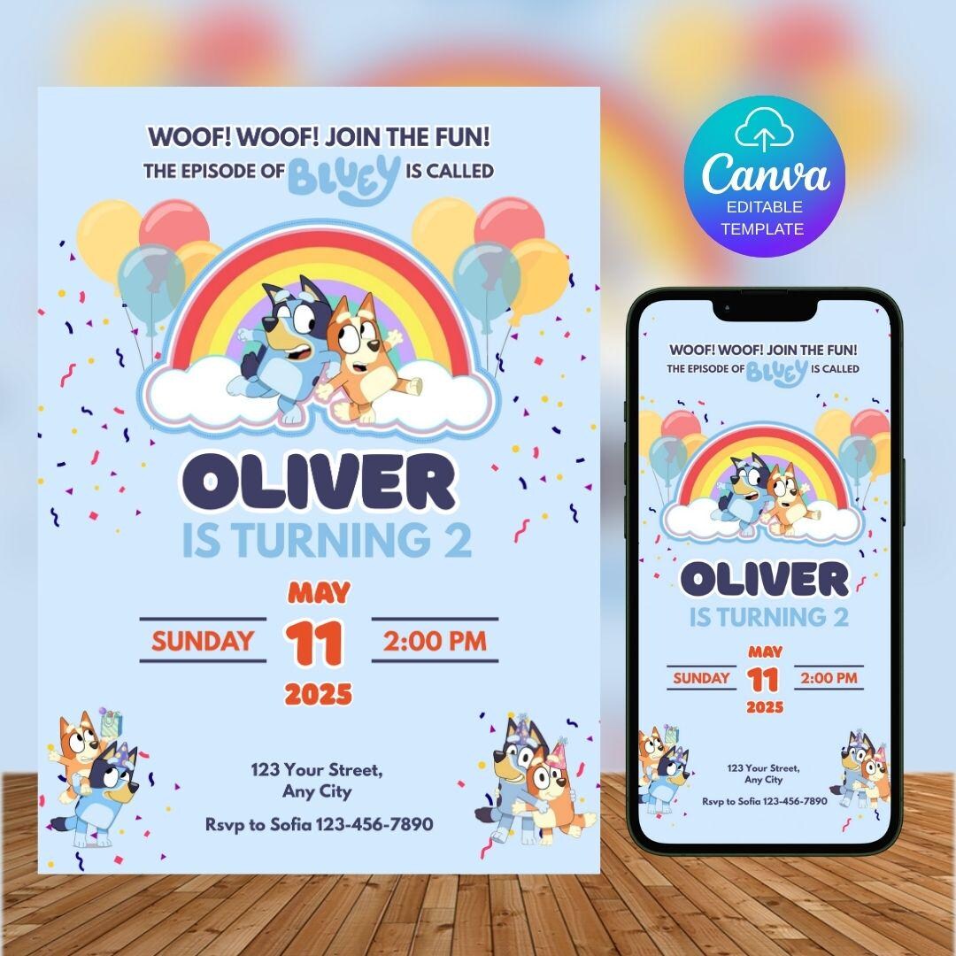 Birthday Invitation, Bluey Birthday Invitation, Birthday Party ...