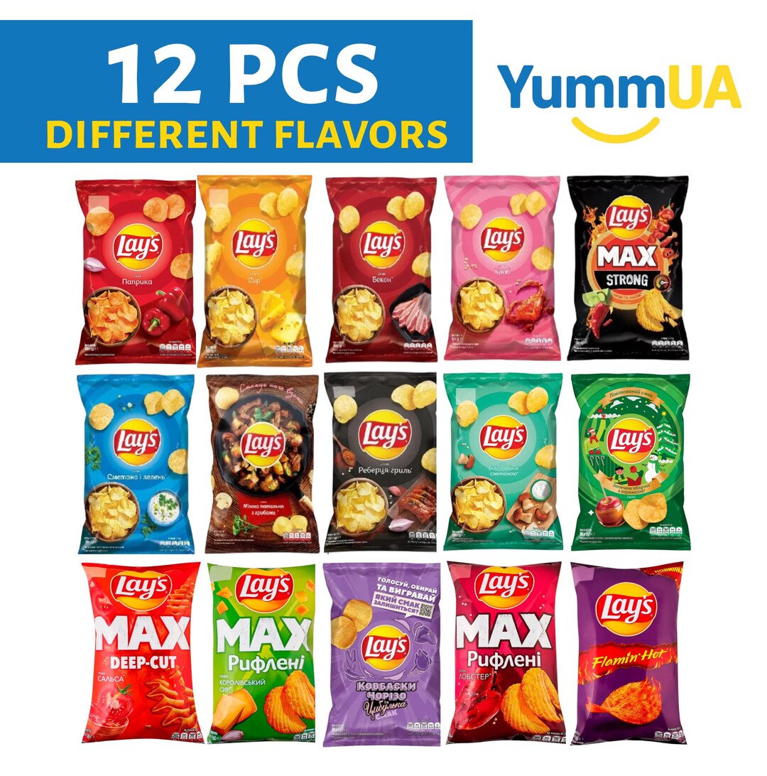 12-pack Lays Potato Chips | Assorted Ukrainian Flavors | Crab ...