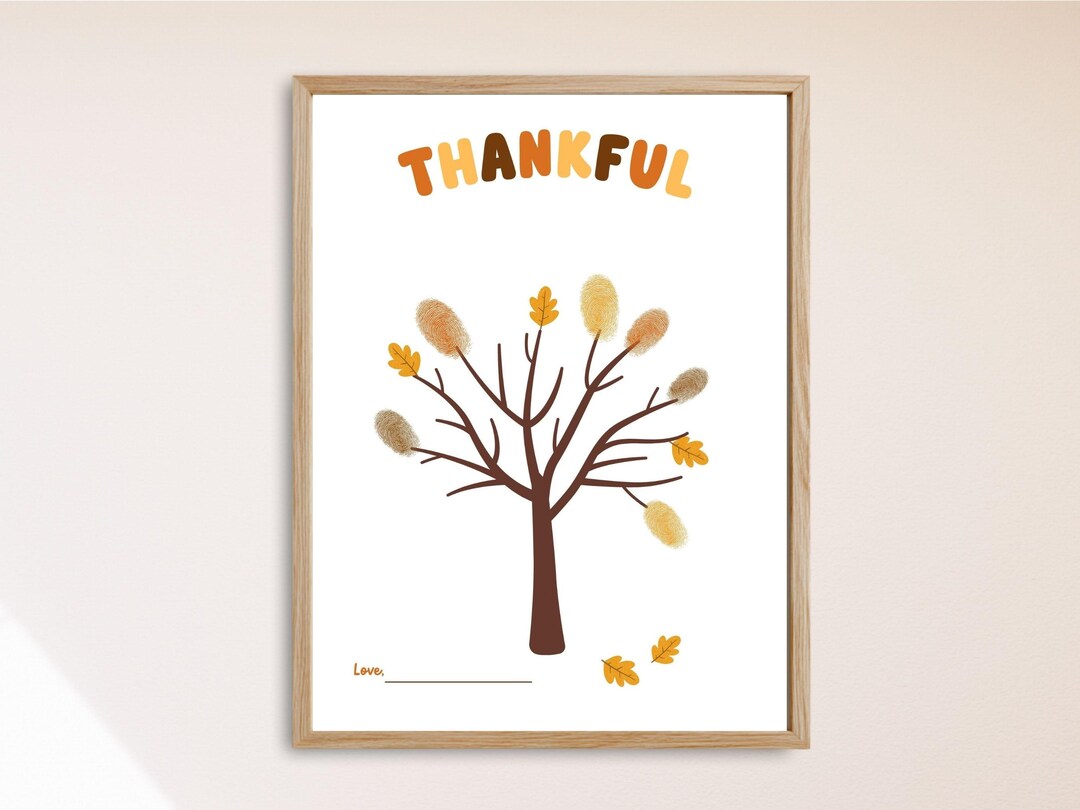 Thankful Fingerprint Craft for Kids, Thanksgiving Handprint Art ...
