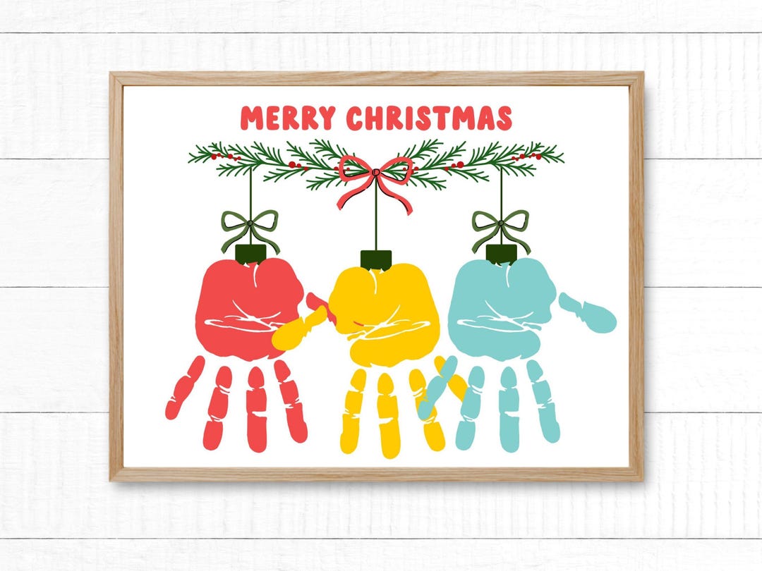 Christmas Ornament Handprint Printable Art, Holiday Keepsakeactivity ...