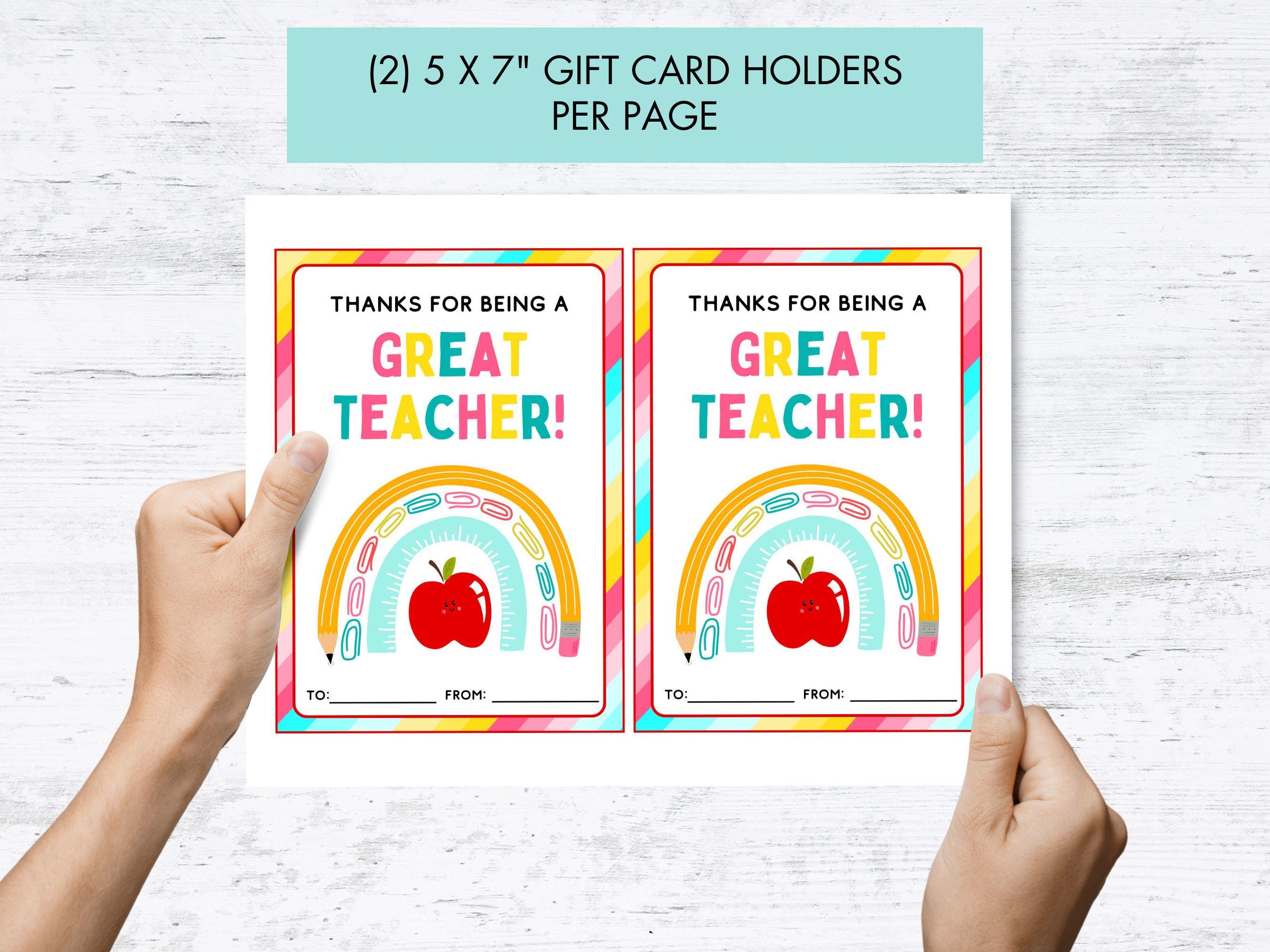 End of Year Teacher Gift Card Holder, Thank You Card, Printable PDF - Etsy