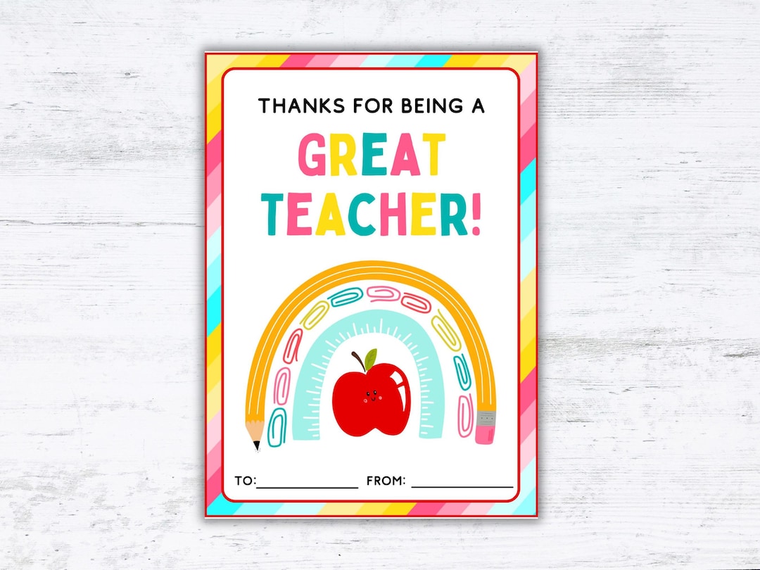 End of Year Teacher Gift Card Holder, Thank You Card, Printable PDF - Etsy