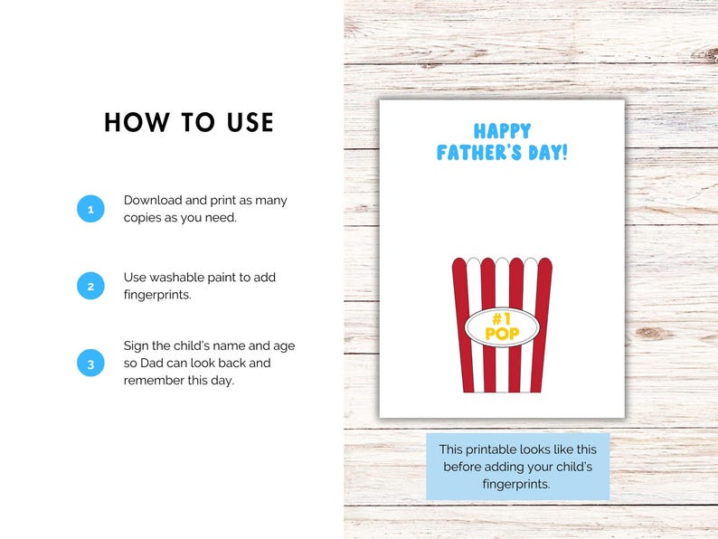 Father's Day Fingerprint Popcorn Craft - Printable Keepsake, Works for ...