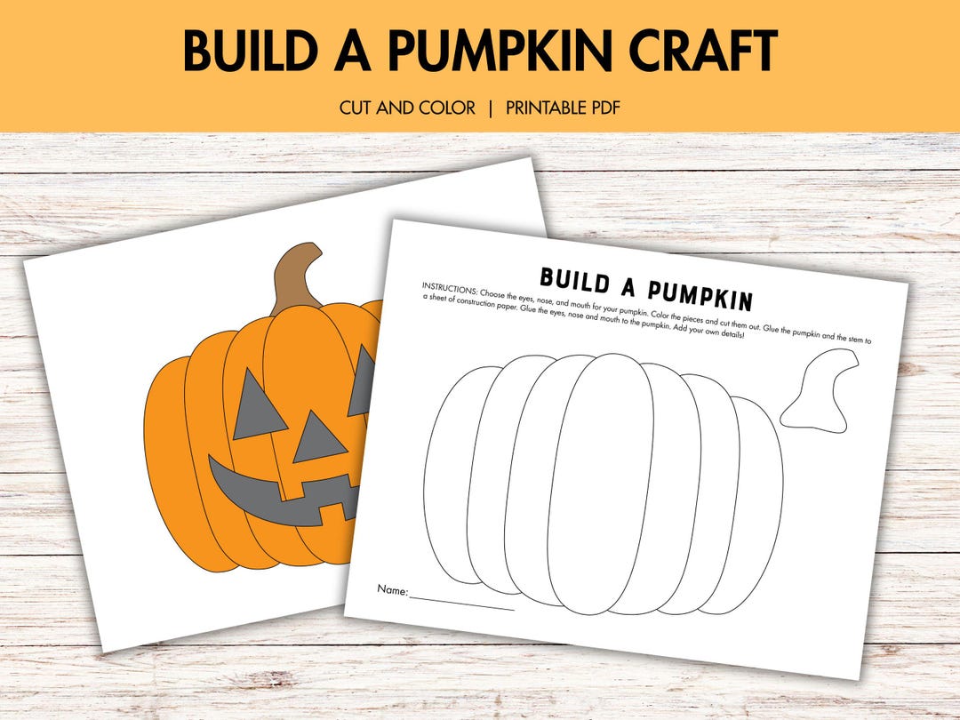 Build a Pumpkin Cut and Color Activity for Kids, Halloween Worksheet ...