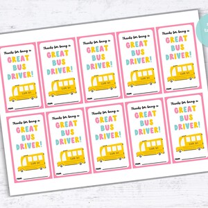 Printable Bus Driver Gift Tags, Thank You, Instant Download Gift Label ...