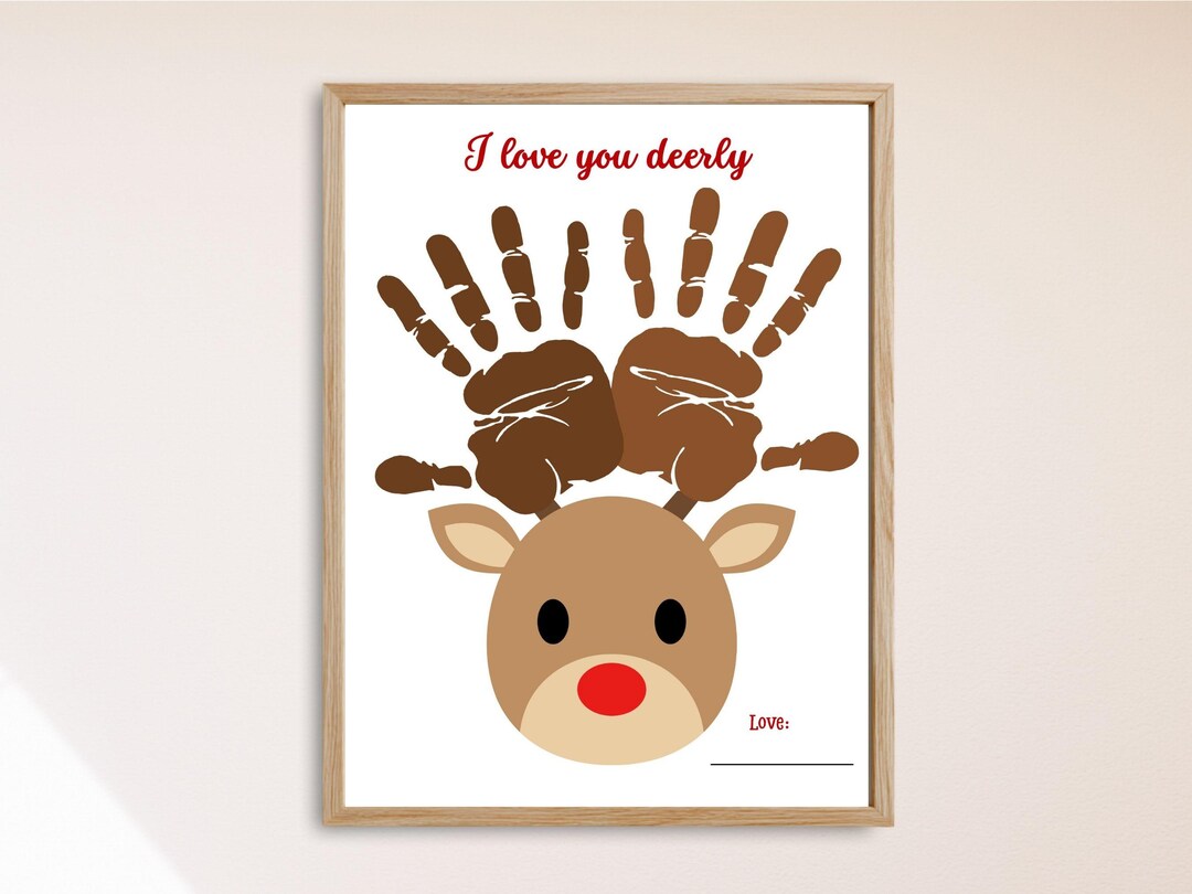 Christmas Reindeer Handprint Art, Christmas Keepsake Printable, Rudolph ...