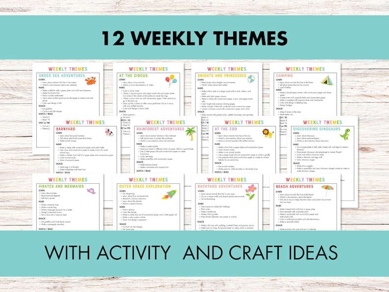 Summer Camp at Home Planner, 12 Weeks of Themed Activity Ideas ...