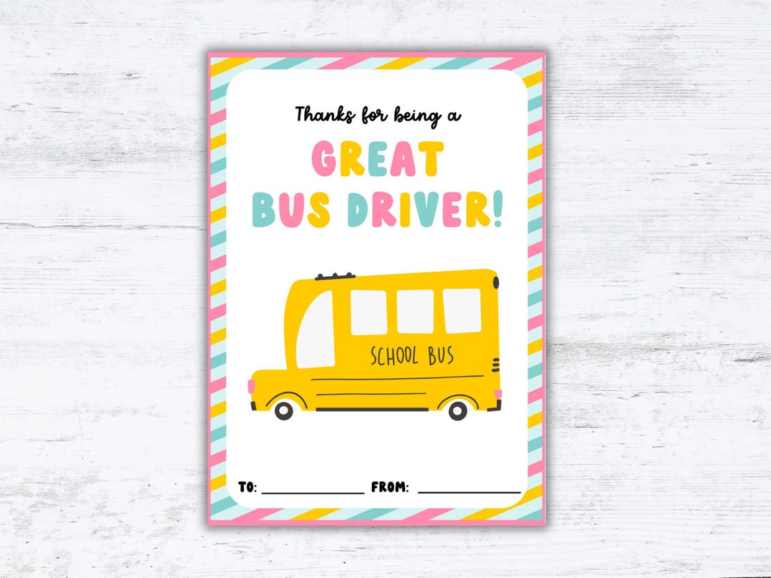 Bus Driver Appreciation Gift Card Holder, Thank You Card, Printable PDF ...