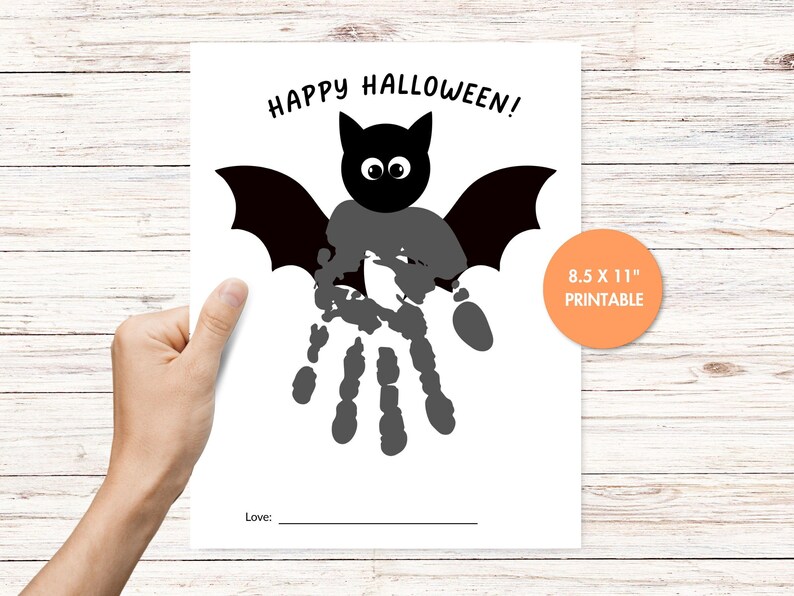 Bat Halloween Handprint Art for Kids, Spooky Handprint, Halloween ...