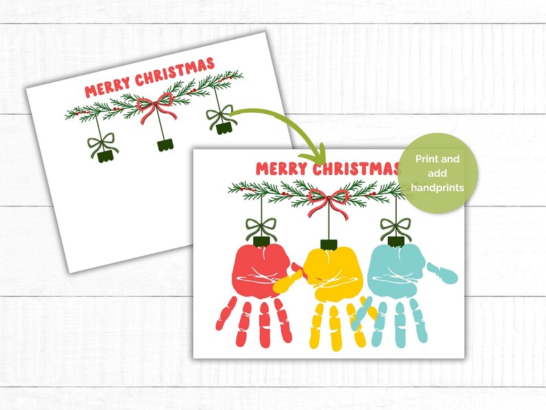 Christmas Ornament Handprint Printable Art, Holiday Keepsakeactivity ...