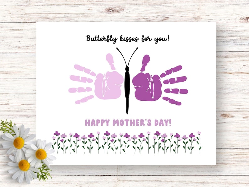 Purple Butterfly Handprint Craft for Mother's Day - Etsy