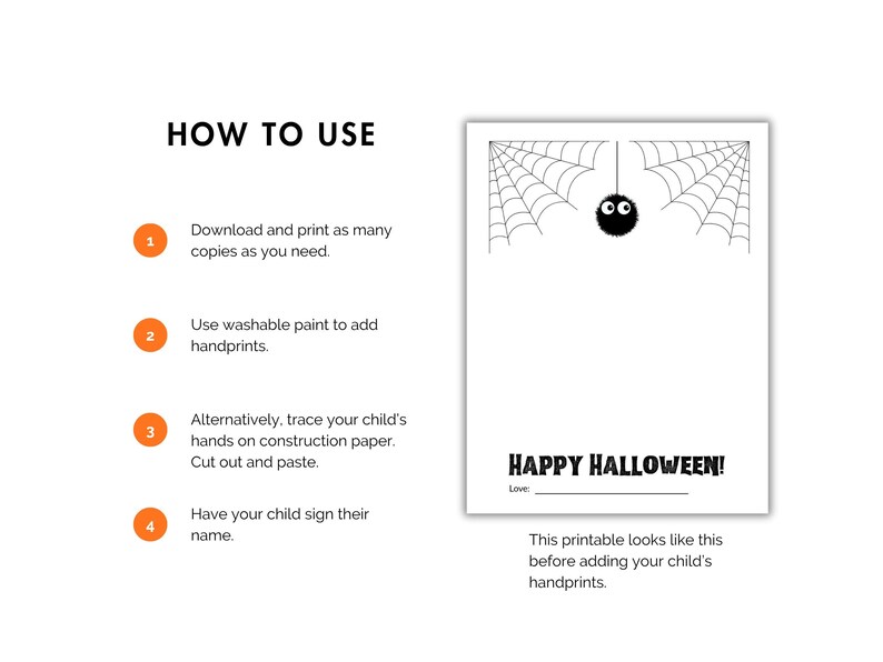 Halloween Handprint Art for Kids, Spider Handprint Art, Spooky ...