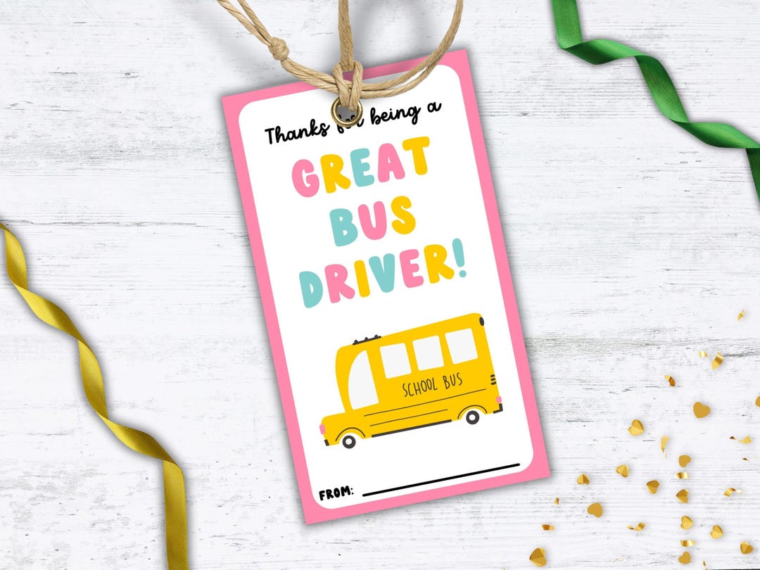 Printable Bus Driver Gift Tags, Thank You, Instant Download Gift Label ...